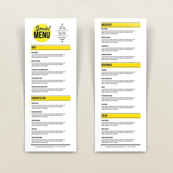 A4 Slim Flat Laminated Menus | Folkestone Printing